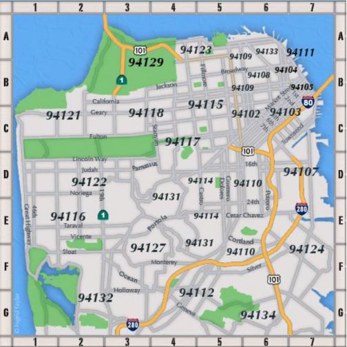 A amp of San Francisco Zip codes